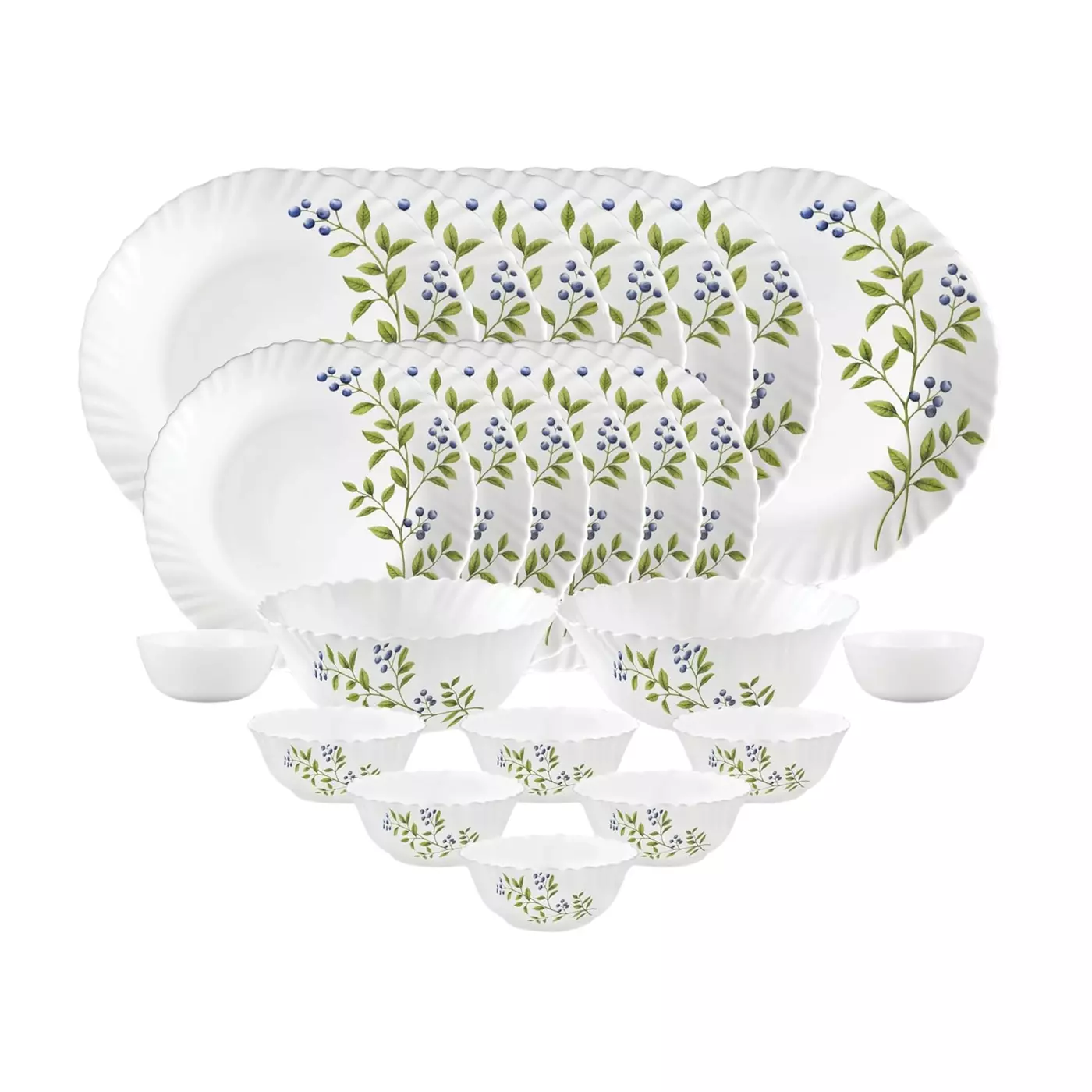 La Opala Novo Collection Opal Glass Crockery of 6 Dinner Set 23 pcs ...
