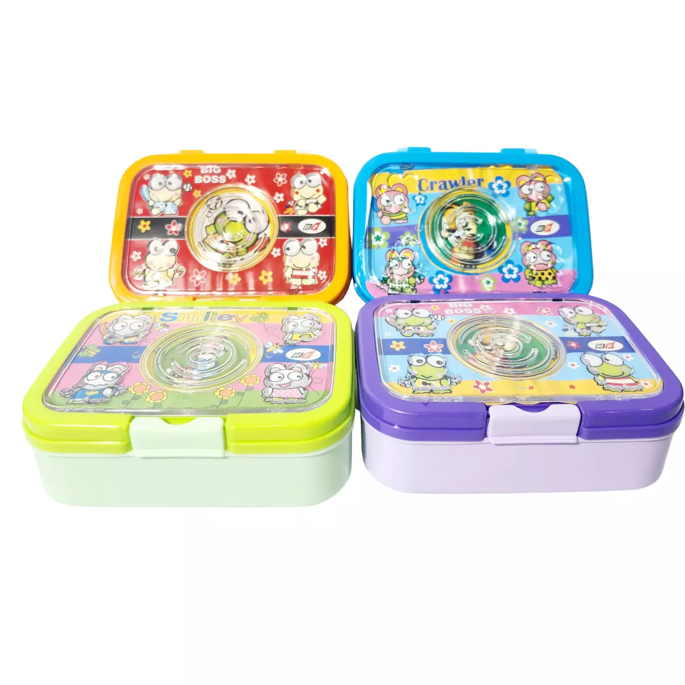 Plastic Cartoon Print Tiffin Box Lunch Box for Kids (Pink)